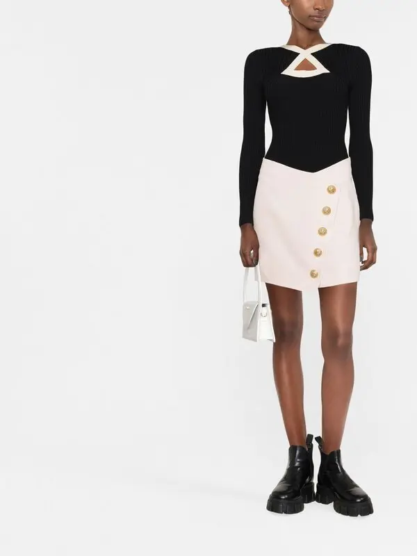 Balmain Asymmetric Mini Wrap Skirt