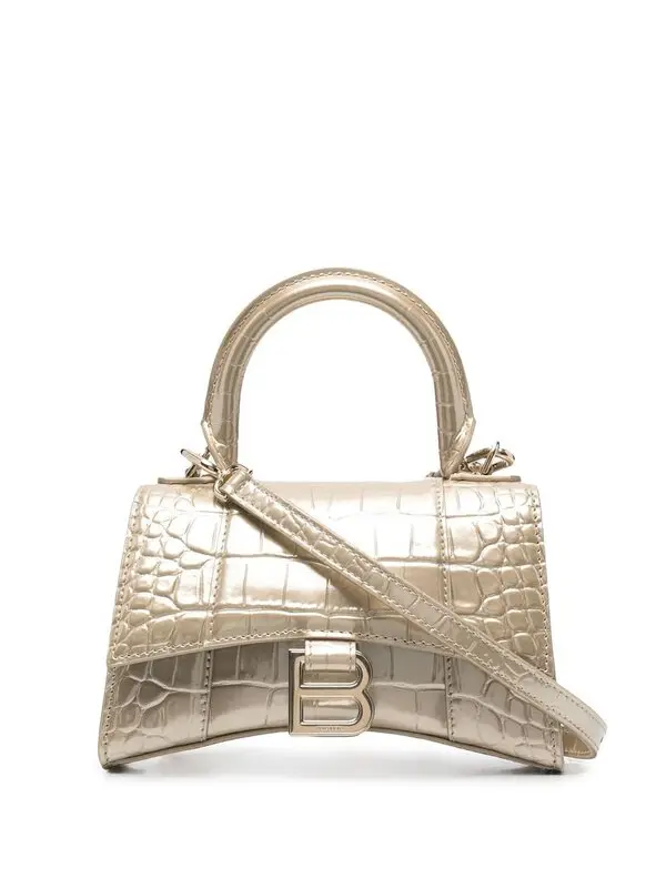 Balenciaga Xs Hourglass Top-handle Bag - Gold