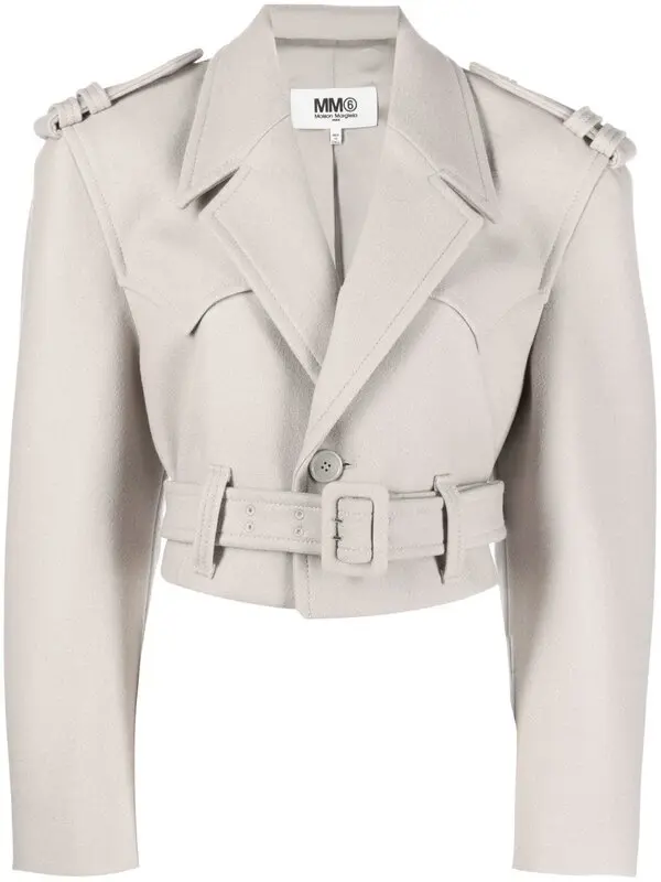 MAISON MARGIELA Cropped Biker Jacket - Grey