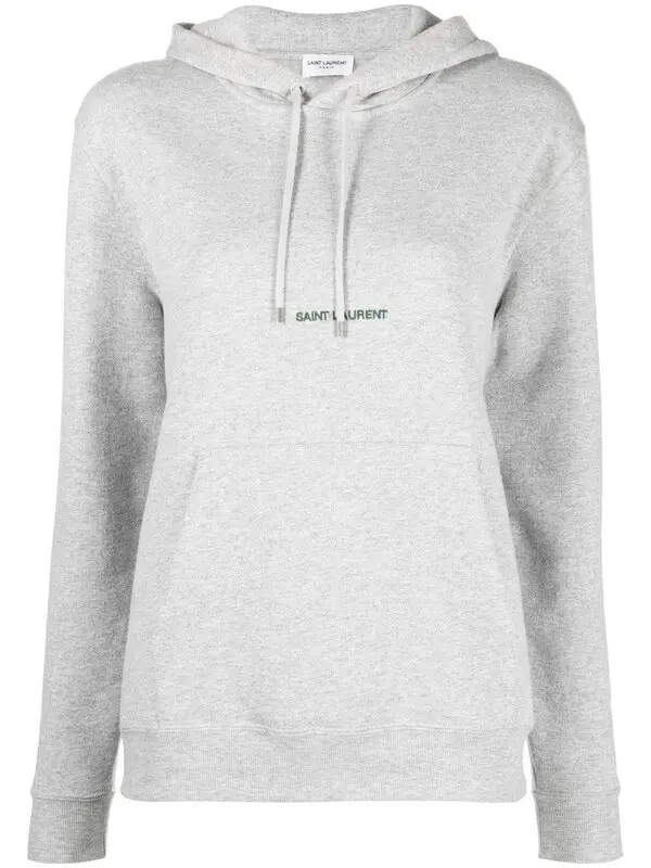 Saint Laurent Embroidered Logo Long-sleeve Hoodie