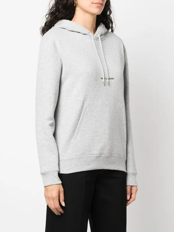 Saint Laurent Embroidered Logo Long-sleeve Hoodie