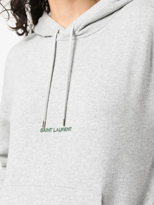 Saint Laurent Embroidered Logo Long-sleeve Hoodie