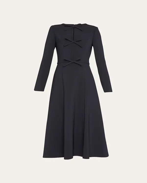 Carolina Herrera Triple Bow Midi Dress - Black