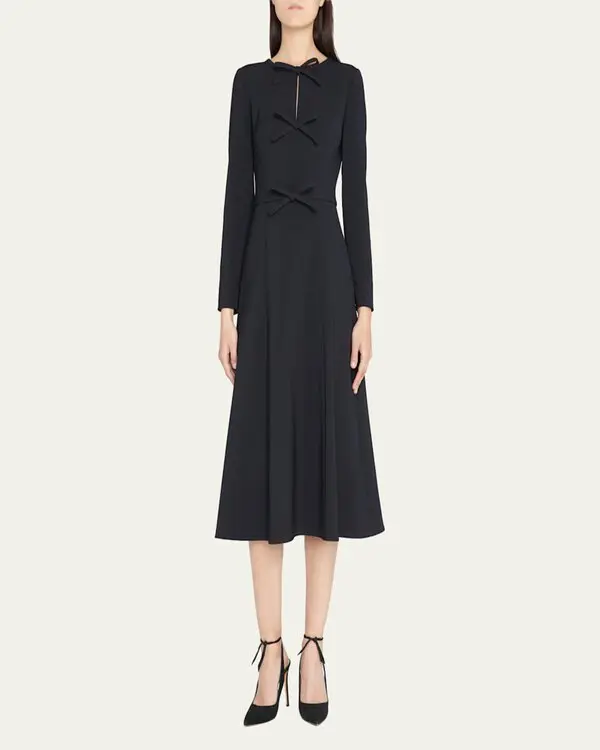Carolina Herrera Triple Bow Midi Dress - Black