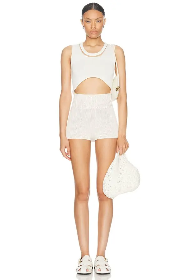 AISLING CAMPS Cropped Tank Top - Ivory
