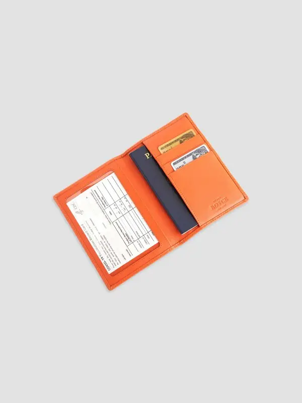 ROYCE NEW YORK Vaccine Card & Passport Wallet - Orange