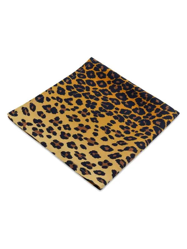 L'Objet Leopard Linen Sateen 4-piece Napkin Set