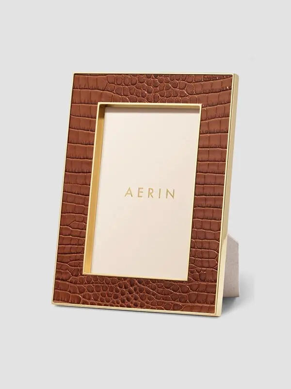 Aerin Classic Croc Leather Frame - Blue