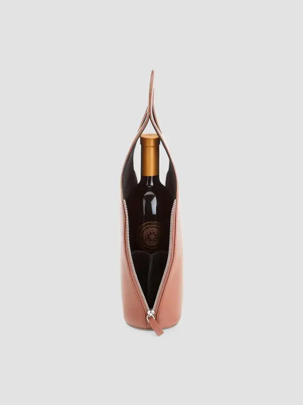 ROYCE NEW YORK Leather Wine & Champagne Carrying Case - Tan