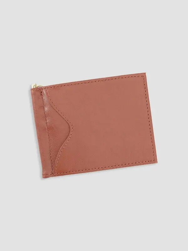 ROYCE NEW YORK Rfid-blocking Leather Money Clip Wallet - Tan