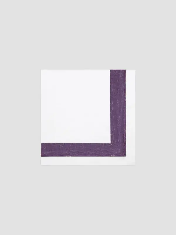 NOMI K Shimmer Border Linen Napkin - White