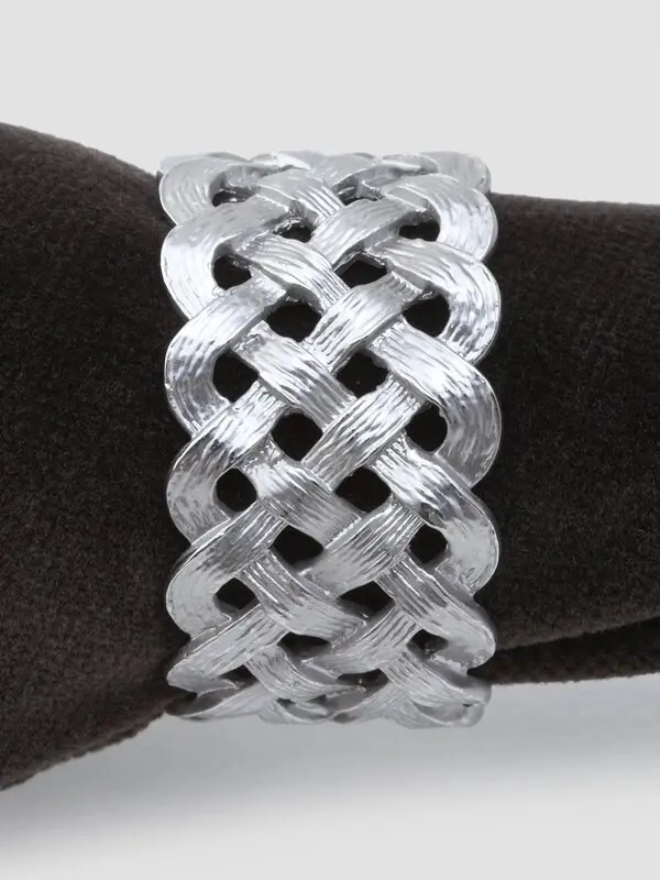 L'Objet 4-piece Braided Napkin Ring Set - Platinum