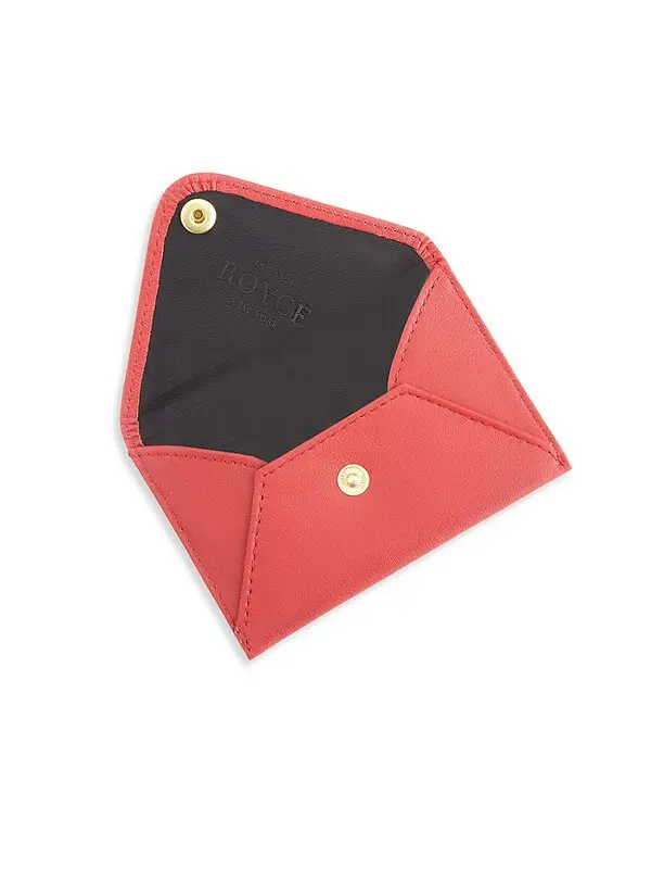 ROYCE NEW YORK Leather Envelope Style Business Card Holder - Red