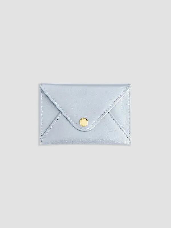 ROYCE NEW YORK Leather Envelope Style Business Card Holder - Silver