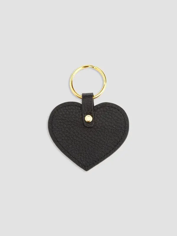 ROYCE NEW YORK Heart-shaped Leather Key Chain - Black