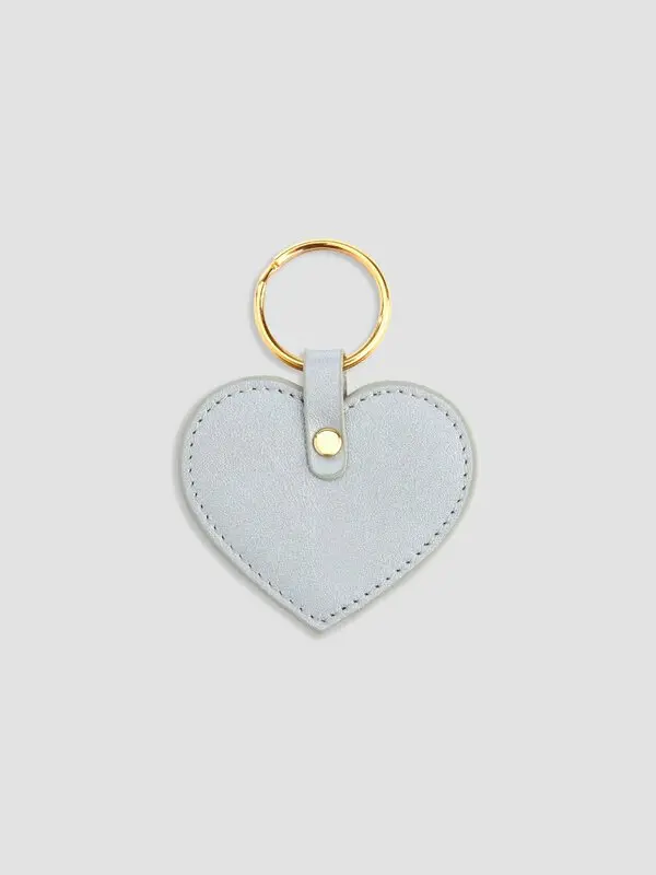 ROYCE NEW YORK Heart-shaped Leather Key Chain - Silver
