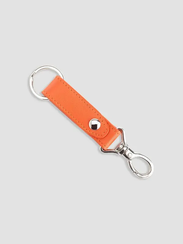 ROYCE NEW YORK Contemporary Leather Valet Key Chain - Orange