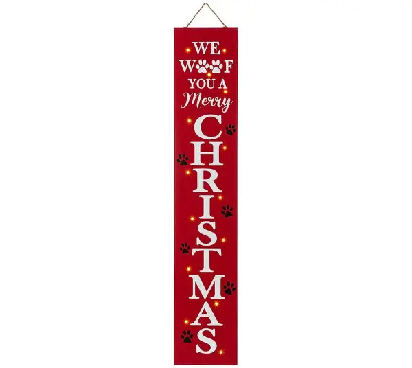 GLITZHOME 42' Light-up Wooden Paw Print 'christ As' Porch Sign - One-color