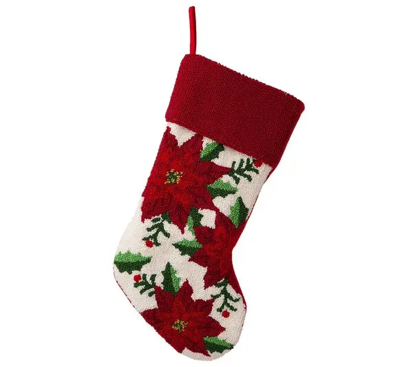 GLITZHOME Artistic Holiday Hooked Fabric Christ As Stocking - One-color