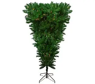 NORTHLIGHT Sugar Pine Faux Upside Down Tree C Lear Led Lights - One-color