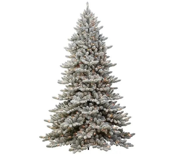 PULEO INTERNATIONAL 9' Royal Majestic Fraser Fir Flocked Tree 800 C Lear Lights - One-color