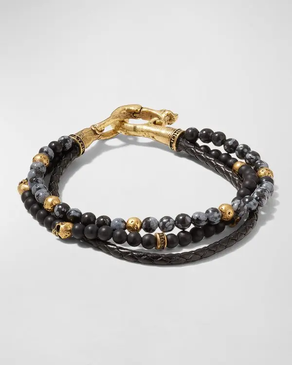 John Varvatos Multi-strand Beaded Bracelet - Gold