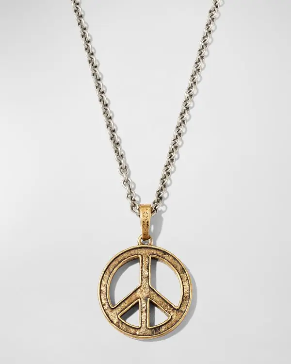 John Varvatos Peace Sign Pendant Necklace - Silver