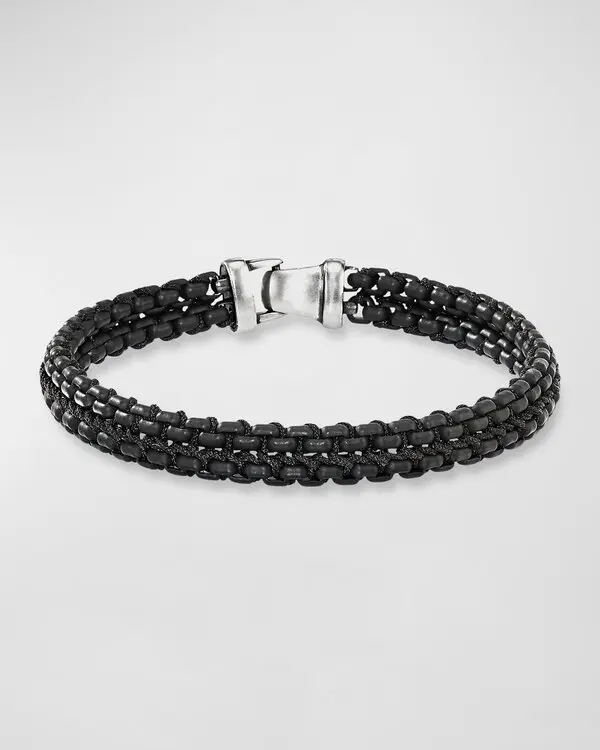 David Yurman Woven Box Chain Bracelet - Silver/black