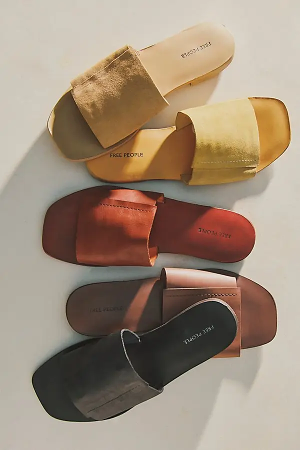 Free People Verona Leather Slide Sandals - Sunshine