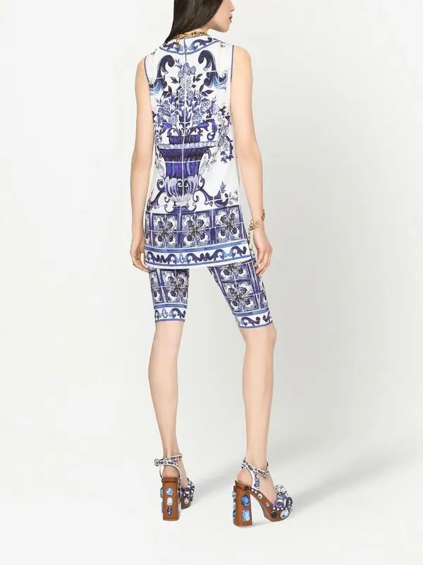 Dolce & Gabbana Majolica-print Longline Tank Top - White