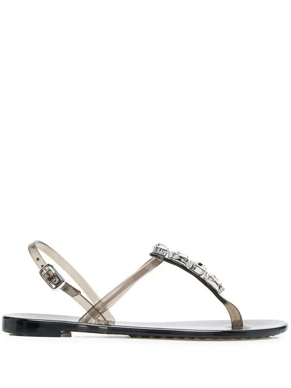 Casadei Crystal-embellished Jelly Sandals - Black