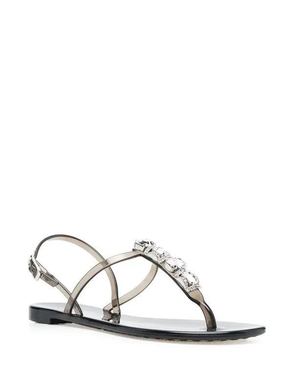 Casadei Crystal-embellished Jelly Sandals - Black