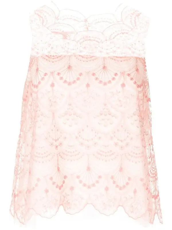 Shiatzy Chen Lace-overlay Sleeveless Blouse
