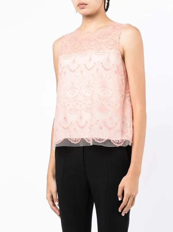 Shiatzy Chen Lace-overlay Sleeveless Blouse
