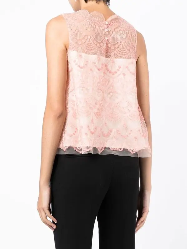 Shiatzy Chen Lace-overlay Sleeveless Blouse