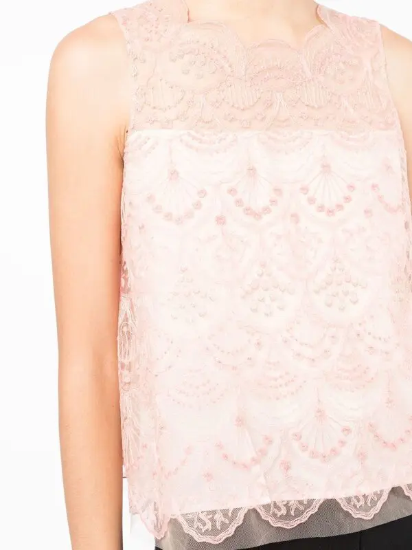 Shiatzy Chen Lace-overlay Sleeveless Blouse
