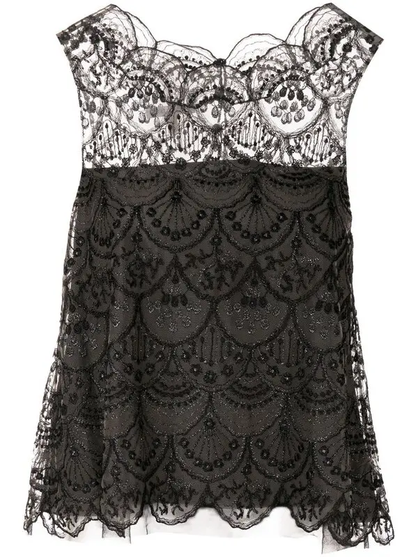 Shiatzy Chen Lace-overlay Sleeveless Blouse