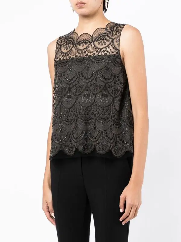 Shiatzy Chen Lace-overlay Sleeveless Blouse