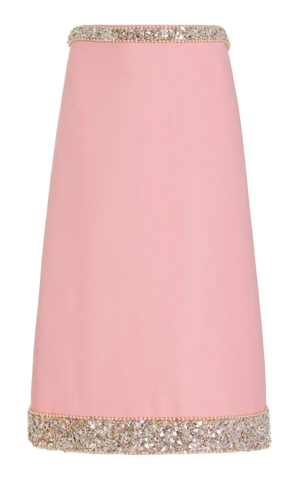 Miu Miu Embellished Cady Midi Skirt - Pink