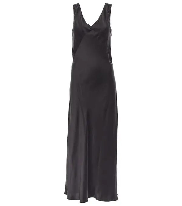 Asceno Bordeaux Silk Satin Slip Dress