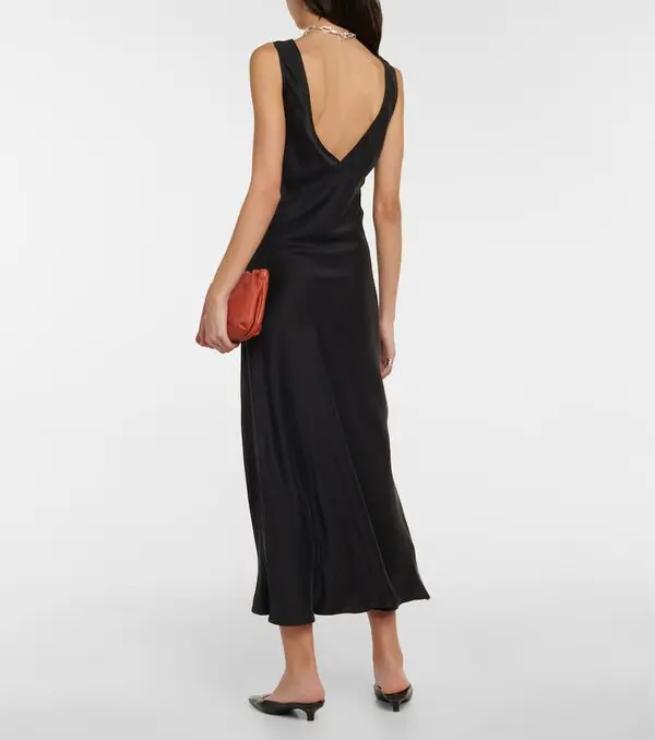 Asceno Bordeaux Silk Satin Slip Dress