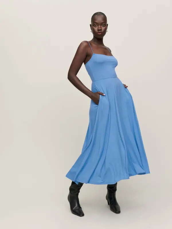 Reformation Orion Knit Dress In Parisian Blue - 50% Off | Editorialist