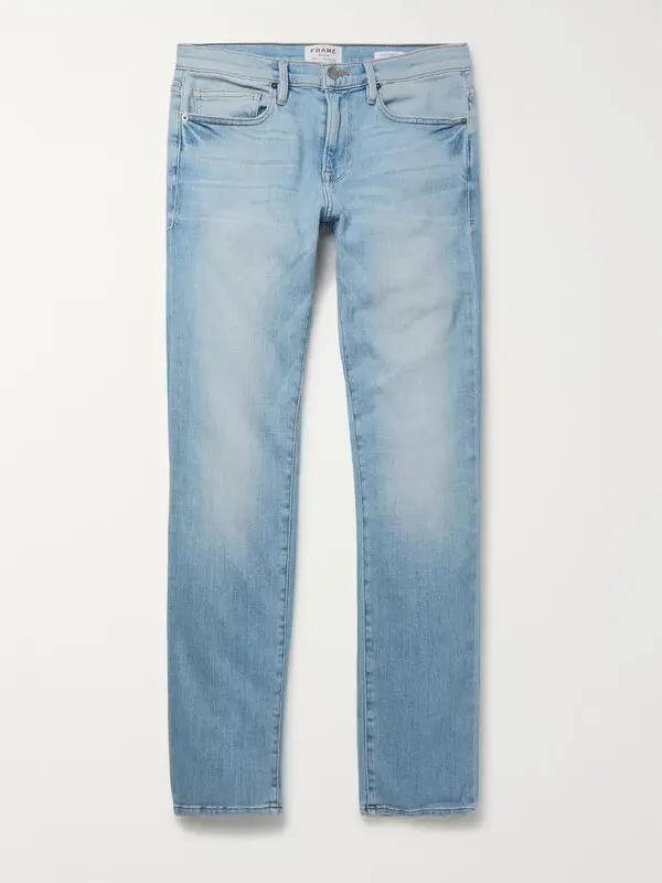 FRAME L'homme Slim-fit Stretch-denim Jeans - Blue