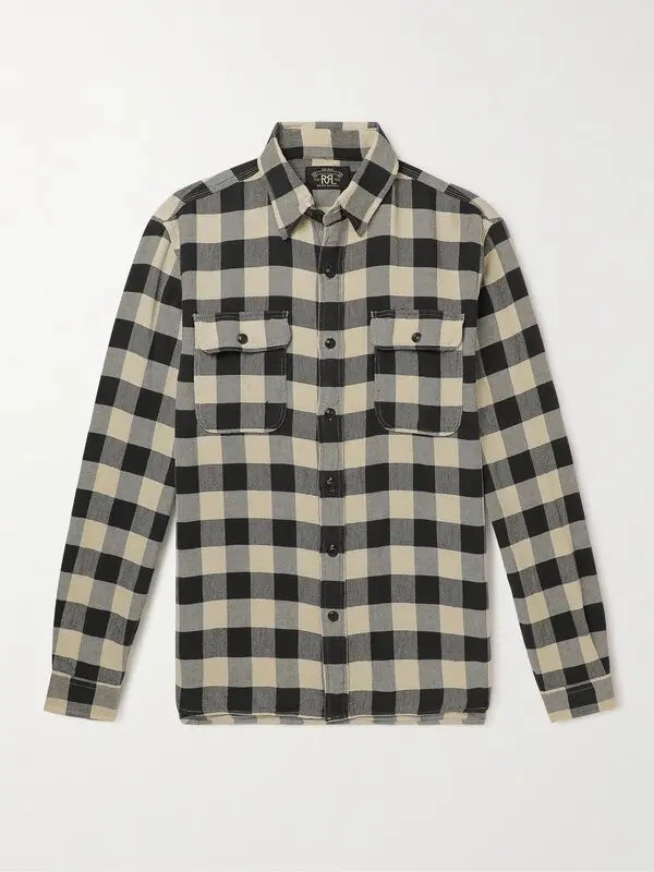 Ralph Lauren Matlock Checked Cotton And Linen-blend Twill Shirt - Black