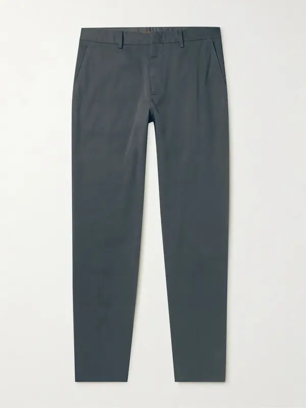 Zegna Tapered Stretch-cotton Trousers - Gray
