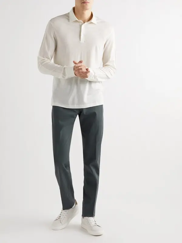 Zegna Tapered Stretch-cotton Trousers - Gray