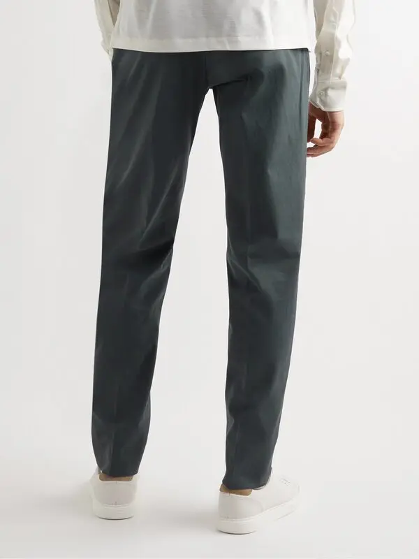 Zegna Tapered Stretch-cotton Trousers - Gray