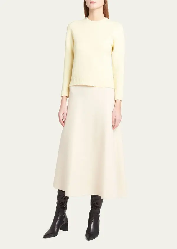 JIL SANDER Asymmetric Wool Midi Skirt