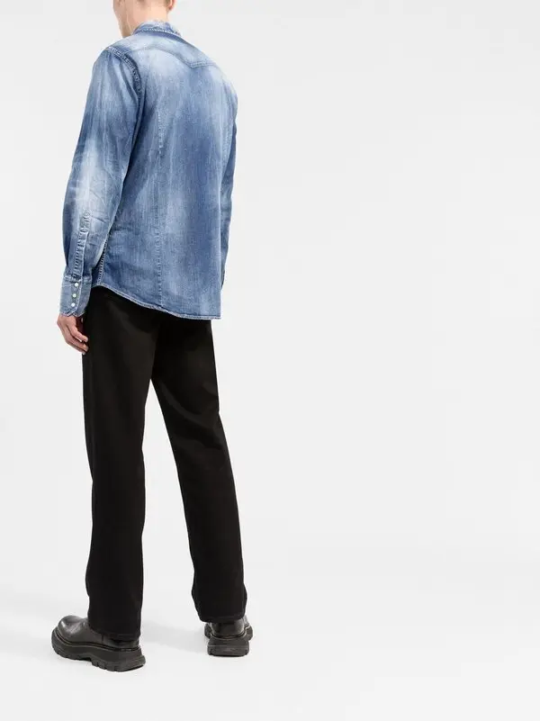 Dsquared2 Acid Wash Denim Shirt - Blue