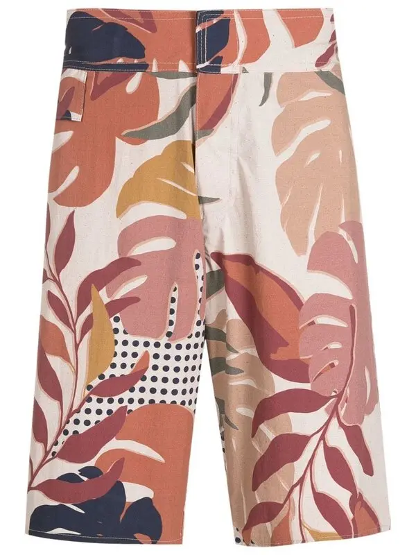 AMIR SLAMA Leaf-print Swim Shorts - Brown